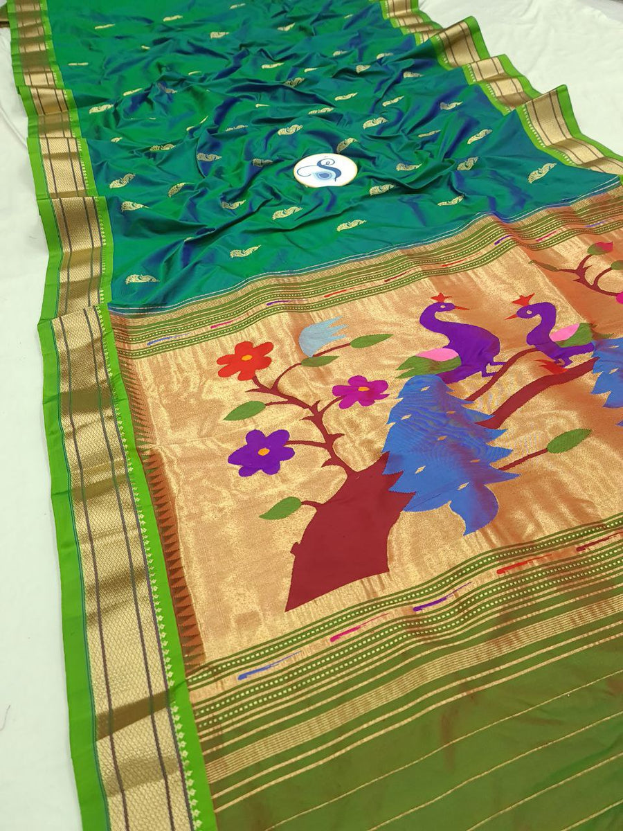 Fancy pallu Paithani Chop Border- 100 % Pure Silk & Handmade – Shankari ...