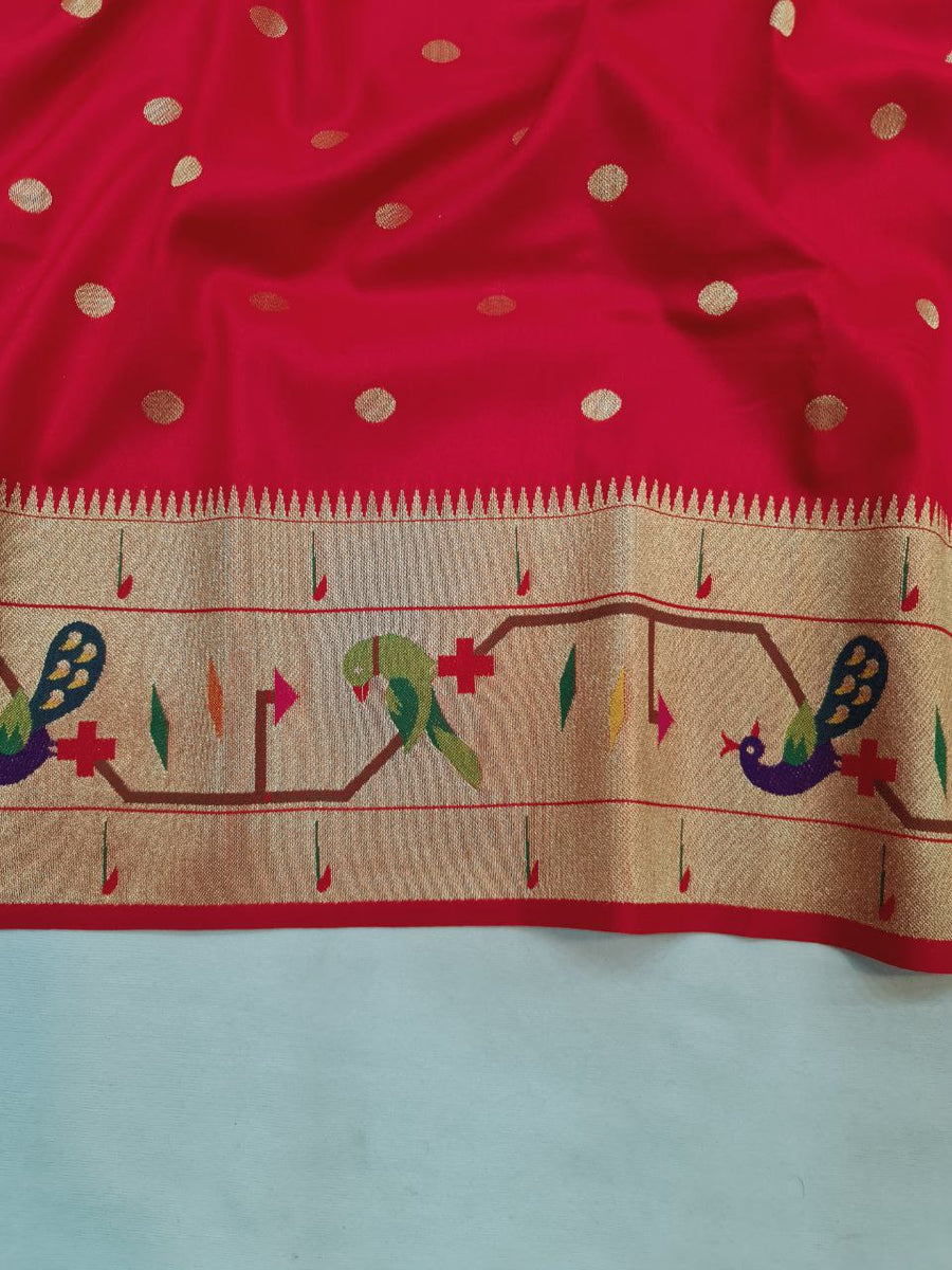 Mor Popat Semi Paithani Saree- NB14 K – Shankari Paithani