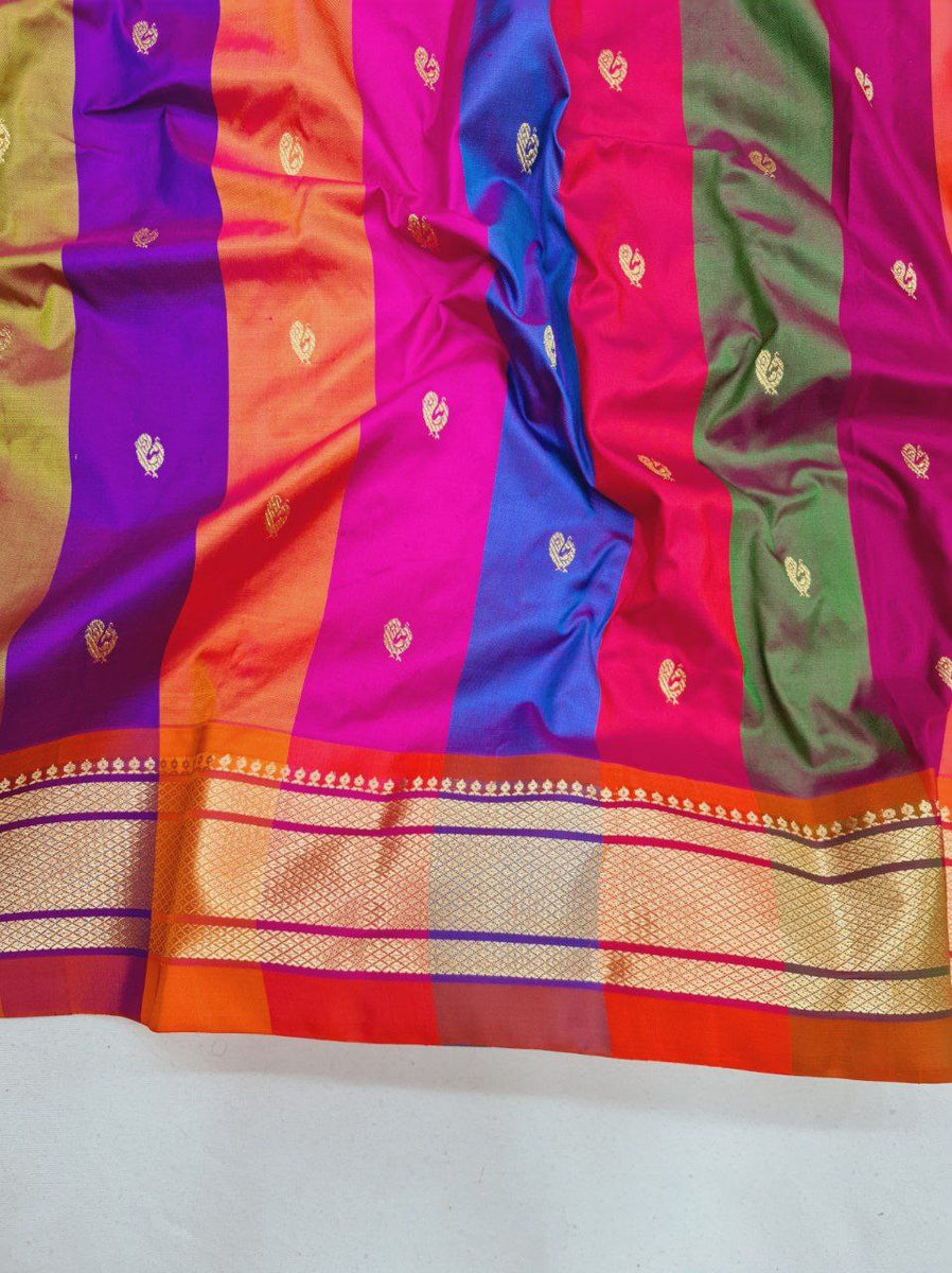 Rainbow Paithani Chop Border- 100% Pure Silk & Handloom – Shankari Paithani