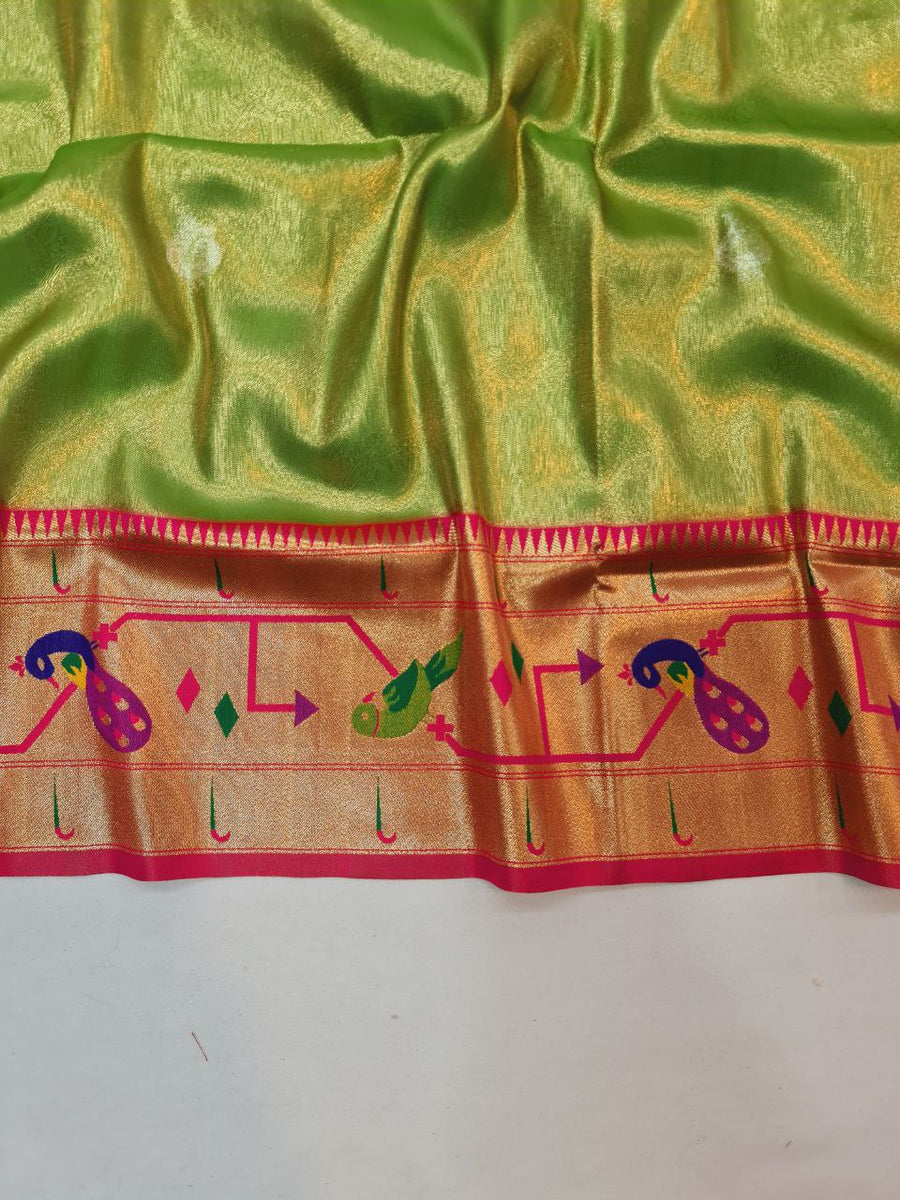 Mor Popat Tissue Paithani Saree- VV3 C – Shankari Paithani