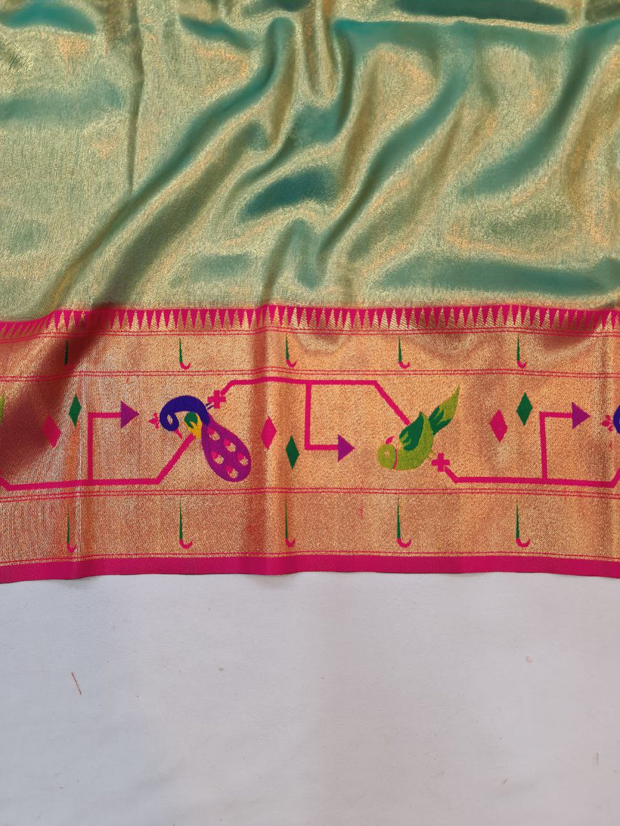 Mor Popat Tissue Paithani Saree- VV3 D – Shankari Paithani
