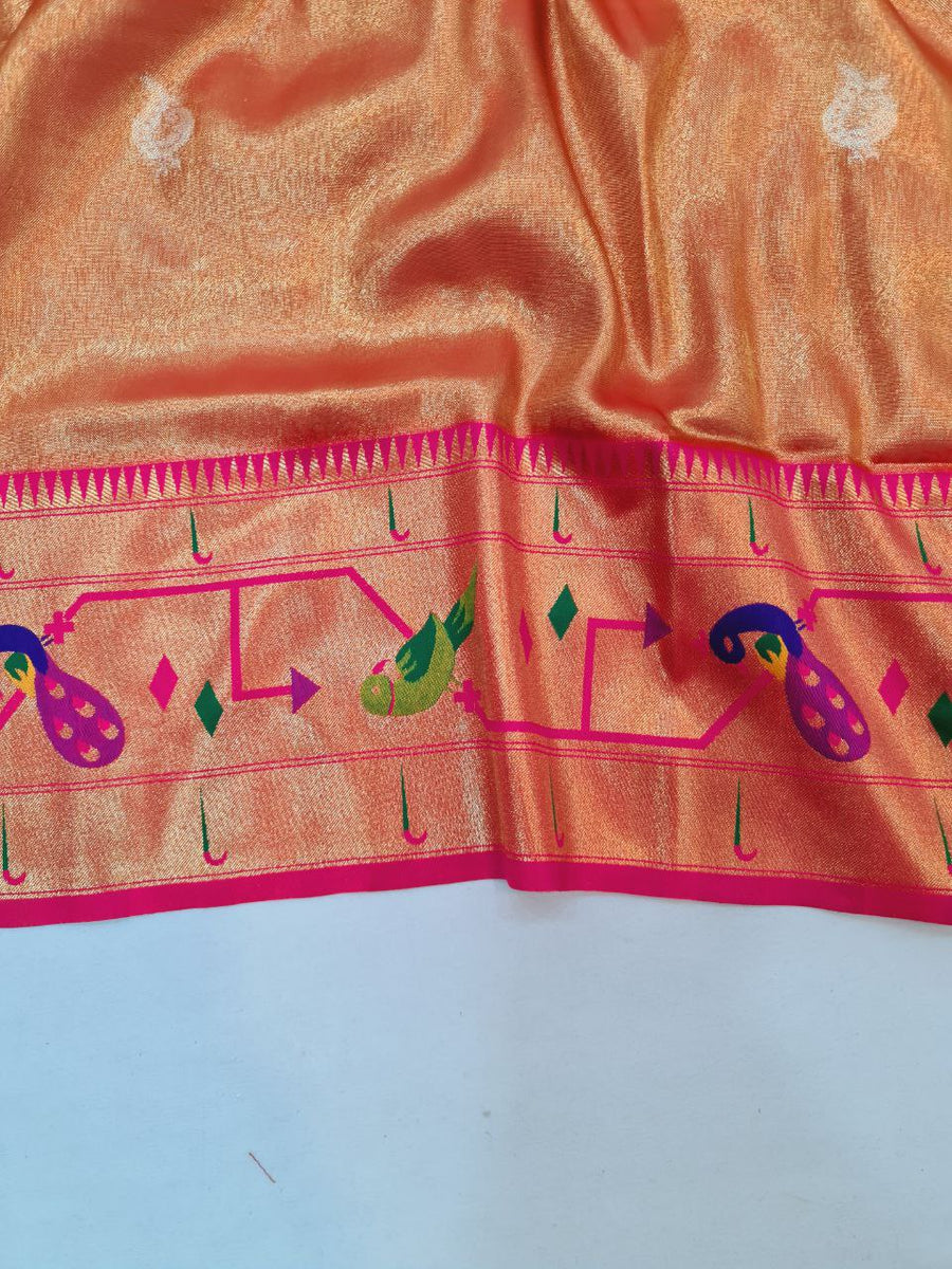 Mor Popat Tissue Paithani Saree- VV3 E – Shankari Paithani