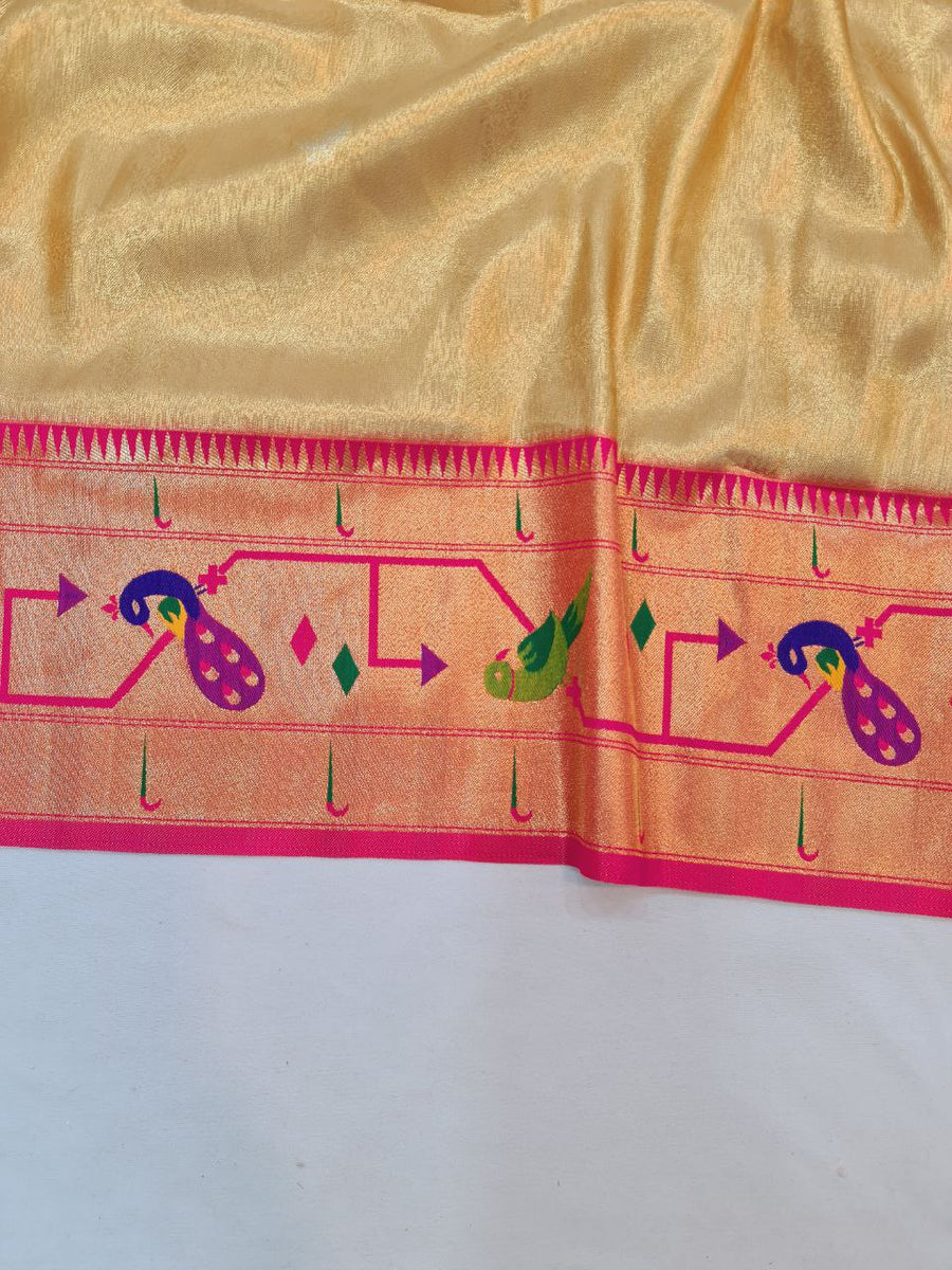 Mor Popat Tissue Paithani Saree- VV3 G – Shankari Paithani