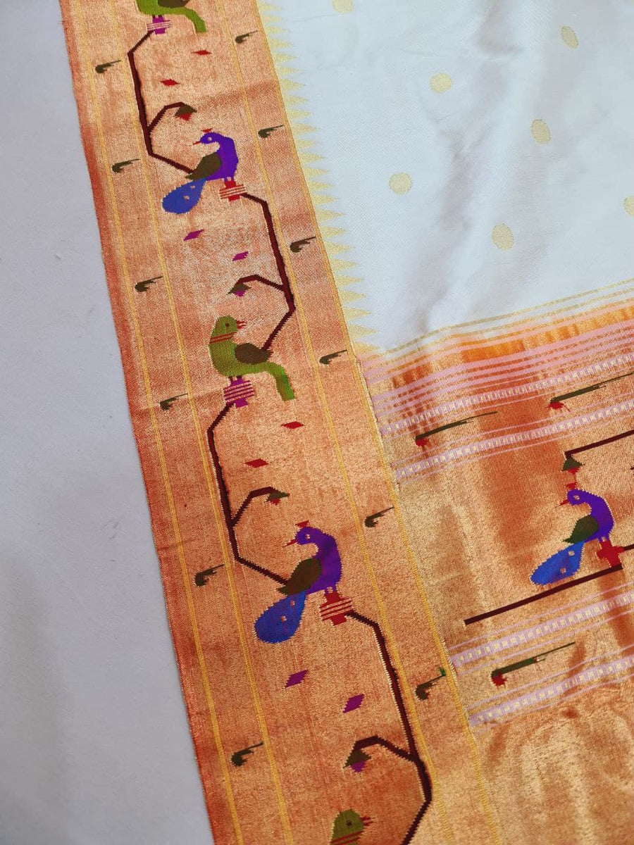 Mor Popat Brocket Pure Paithani Saree - 100 % Pure Silk & Handmade sar ...