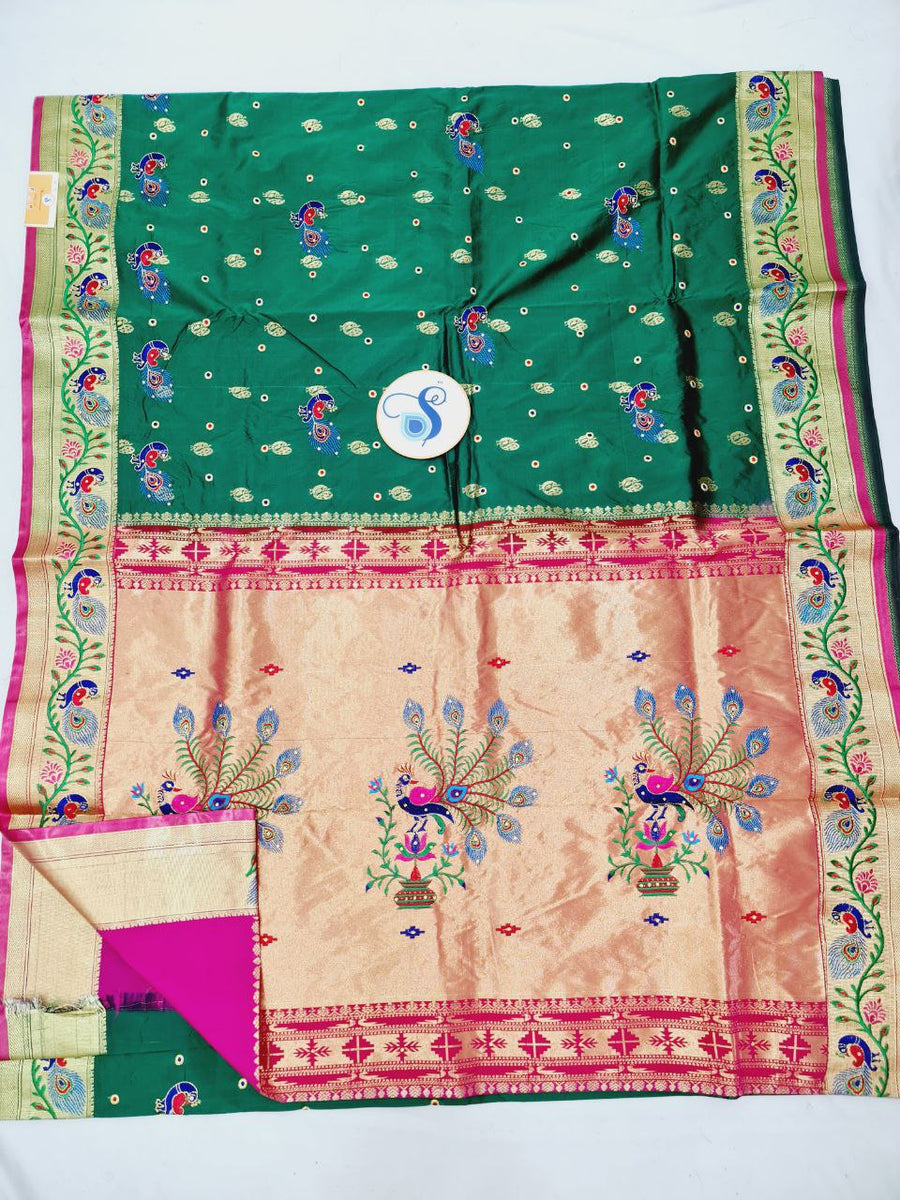 Embroidery Pallu Semi Paithani Saree- PC9 C – Shankari Paithani