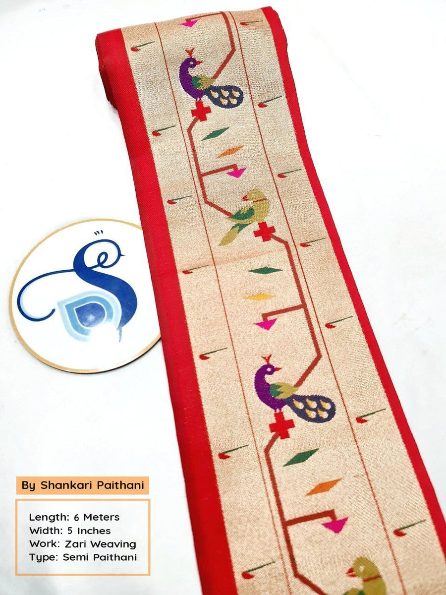 Paithani Border Mor popat SPB1 I - 6 meters – Shankari Paithani