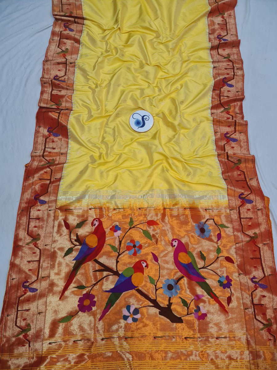 Mor Popat Brocket Pure Paithani Saree - 100 % Pure Silk & Handmade sar ...